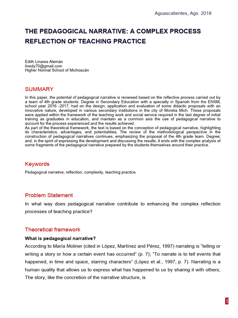 Pedagogical Narrative Reflection On Teaching Practice | PDF | Narrative ...