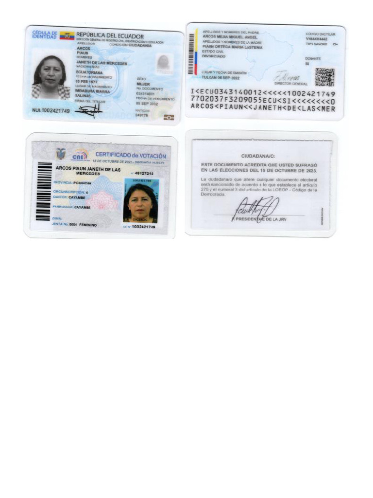 Janeth Arcos Cedula Papeleta | PDF