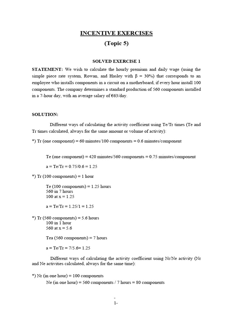 Incentive Exercises Topic 5 - 0 | PDF | Salary | Economies