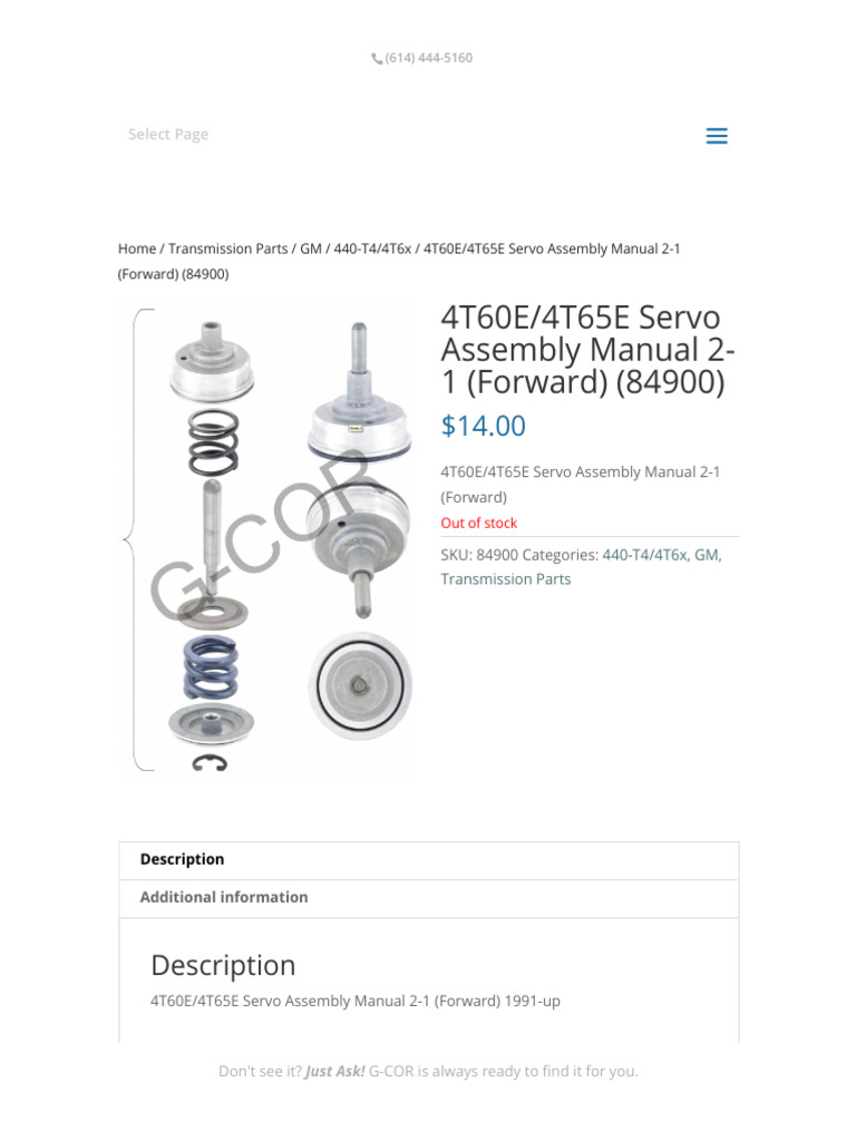 4T60E - 4T65E Servo Assembly Manual 2-1 (Forward) (84900) - G-COR Automotive | PDF | Home ...