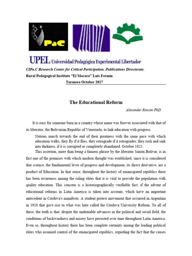 Venezuelan Educational Reform | PDF | Pedagogy | Knowledge