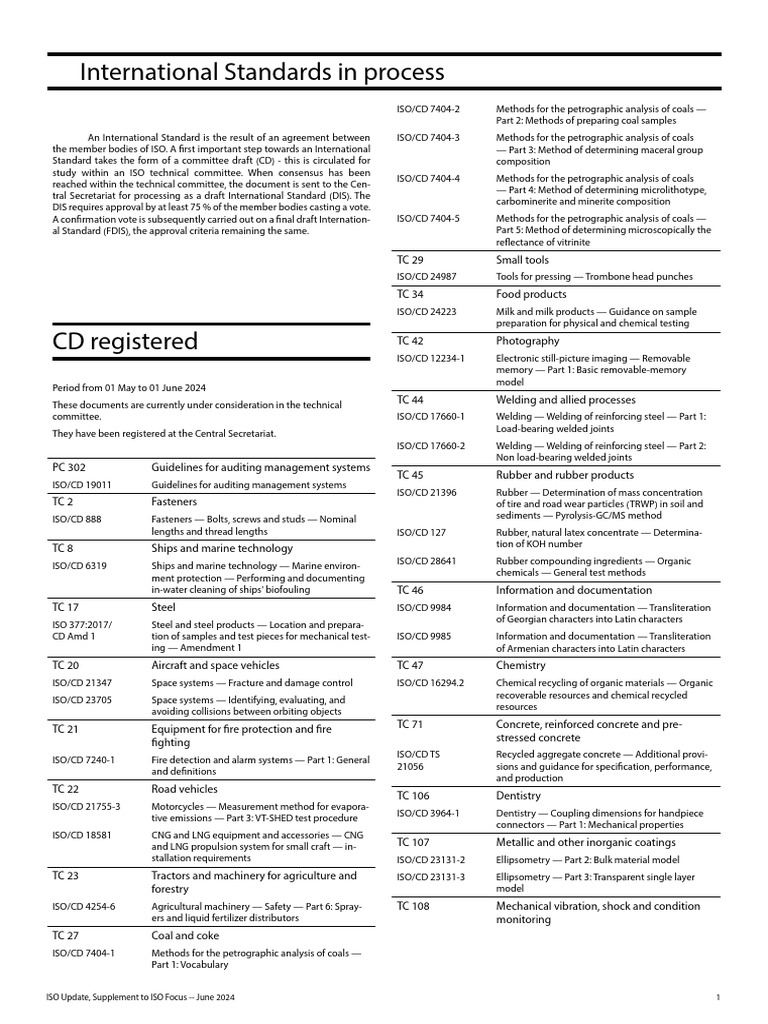 ISOupdate June 2024 | PDF | International Organization For Standardization