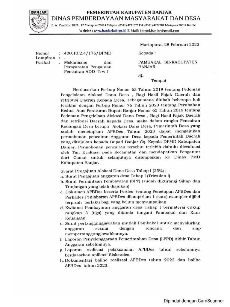 Mekanisme Pengajuan ADD TRW I | PDF