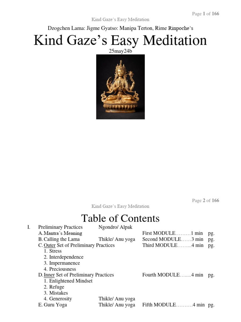 Kind Gaze's Easy Meditation - 25may24b | PDF | Dzogchen | Meditation