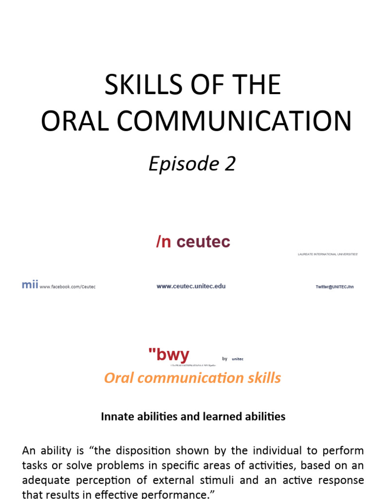 Chapter 2 - Oral Communication Skills | PDF | Communication | Nonverbal ...