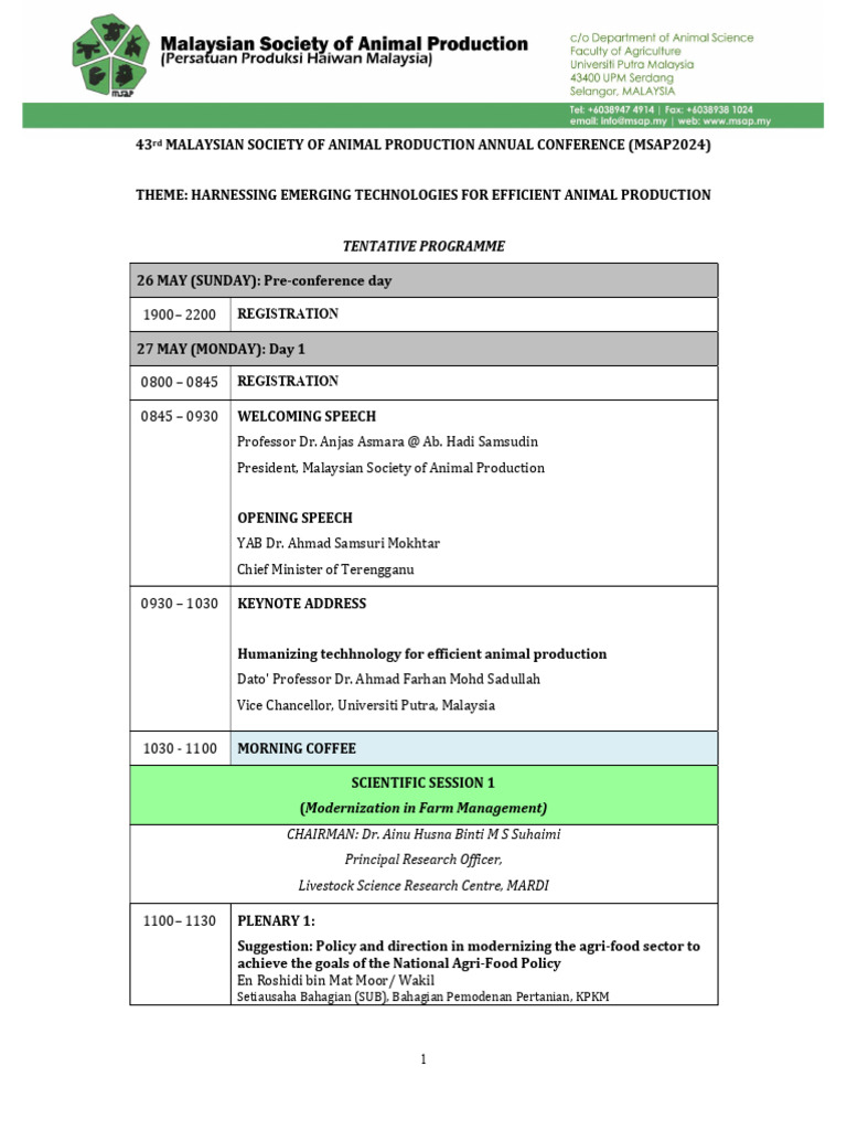 MSAP2024 Tentatif Program - V5 | PDF