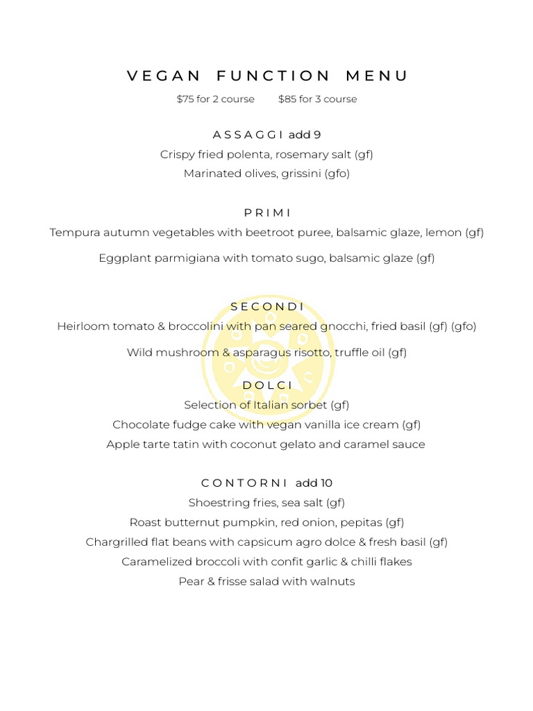 Vegan Function Menu 2024 | PDF