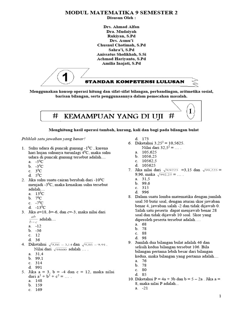 Modul Kelas 9 MTK, SMTR 2 | PDF