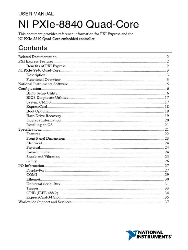 Ni Pxie-8840 Quad-Core: User Manual | PDF | Booting | Bios
