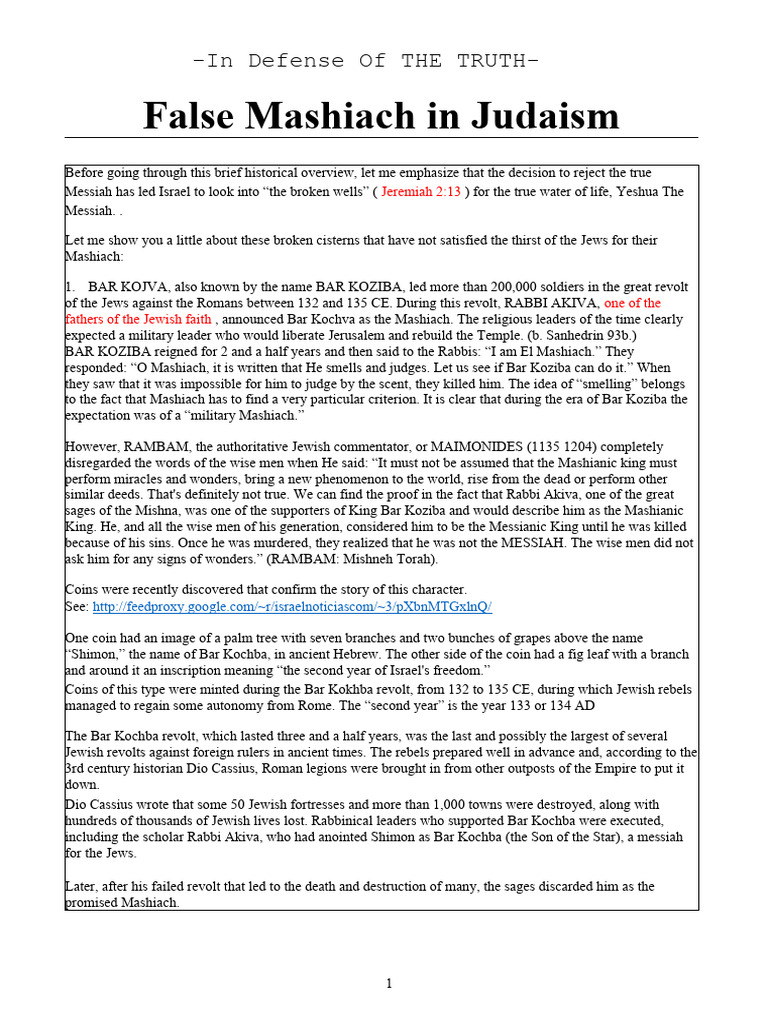 False Messiahs in Jewish History | PDF | Messiah | Kabbalah