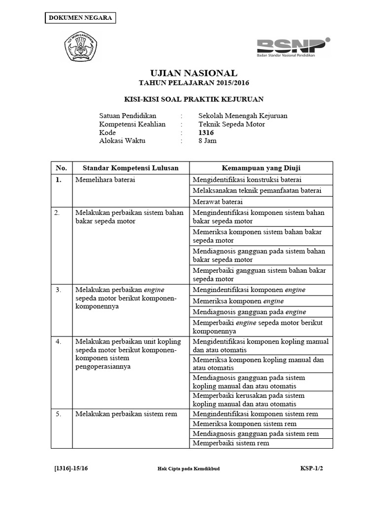 KSP-Teknik Sepeda Motor UN16 | PDF