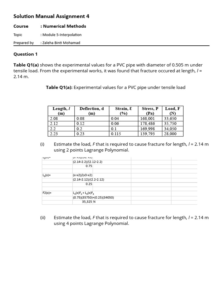Solution Manual Assignment 4 UMS | PDF | Fracture | Interpolation