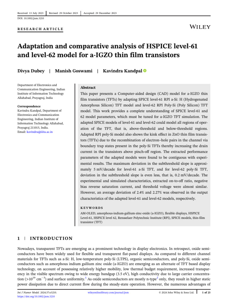 Adaptation and Comparative Analysis of HSPICE Leve | PDF | Field Effect Transistor | Mosfet