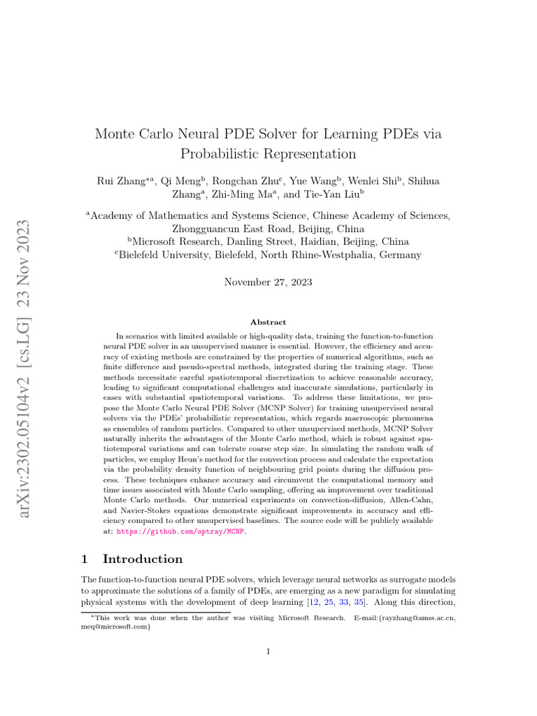 PINN蒙卡求解器 | PDF | Partial Differential Equation | Monte Carlo Method