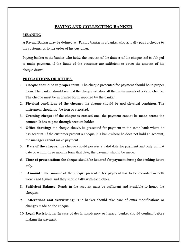 Unit 2 Paying and Collecting Banker Notes | PDF | Cheque | Banks