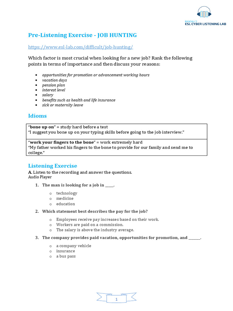 ESL Job Hunting Guide | PDF | Salary | Job Interview