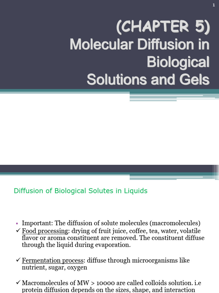 Chapter 5 Molecular Diffusion in Biological Solutions | PDF | Biology | Macromolecules