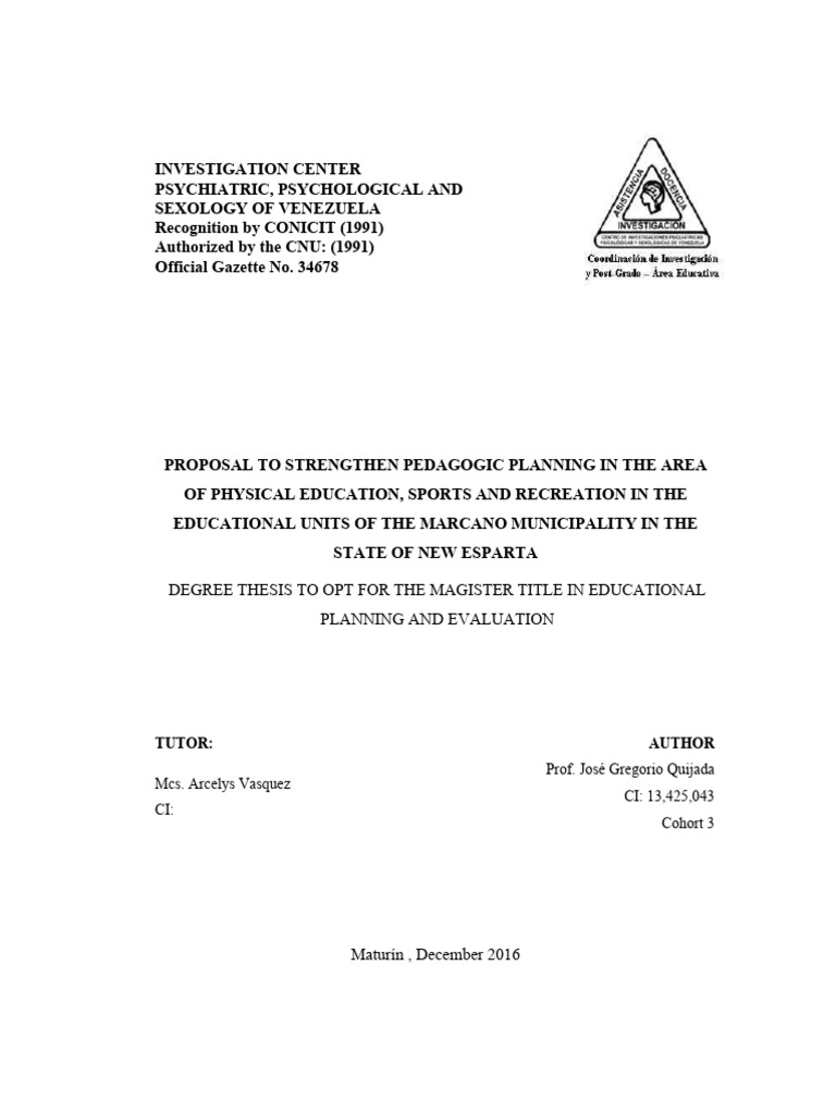 Physical Education Thesis | PDF | Teachers | Physical Education