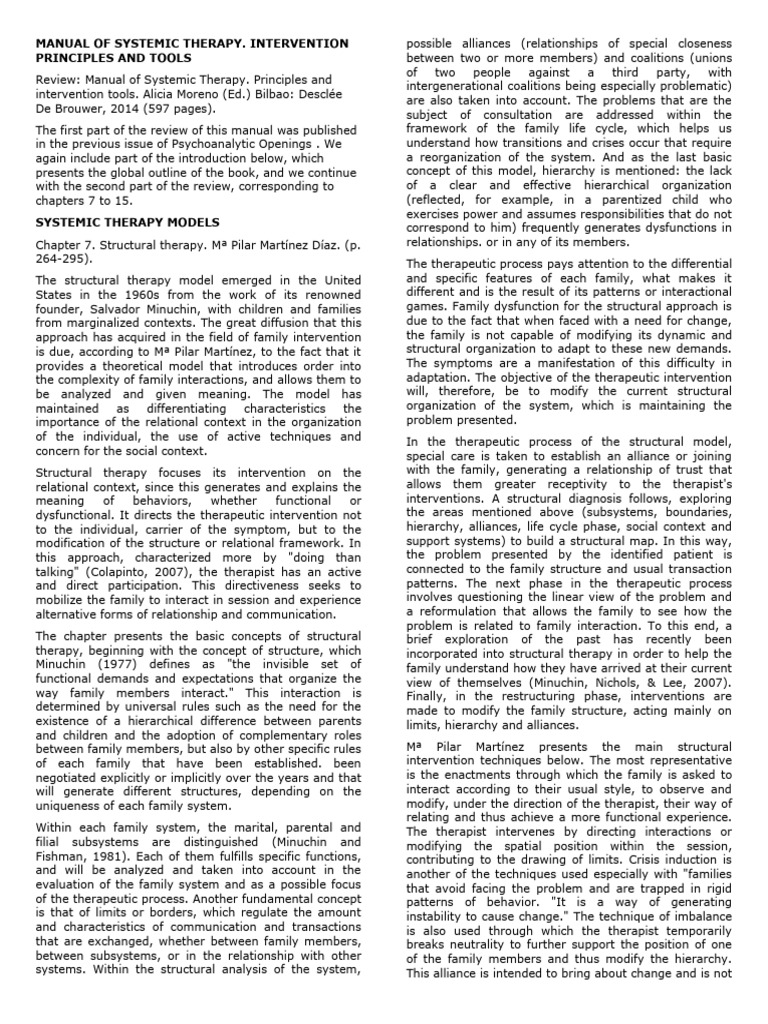 Manual of Systemic Therapy | PDF | Psychotherapy | Family