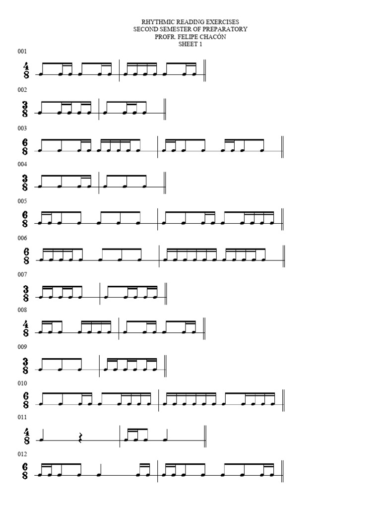 Rhythmic Reading Exercises Edit | PDF