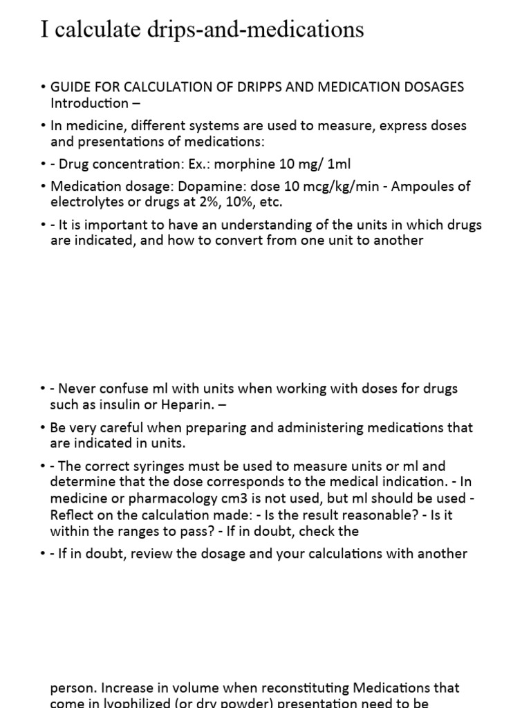 I Calculate Drips and Medications | PDF | Mole (Unit)