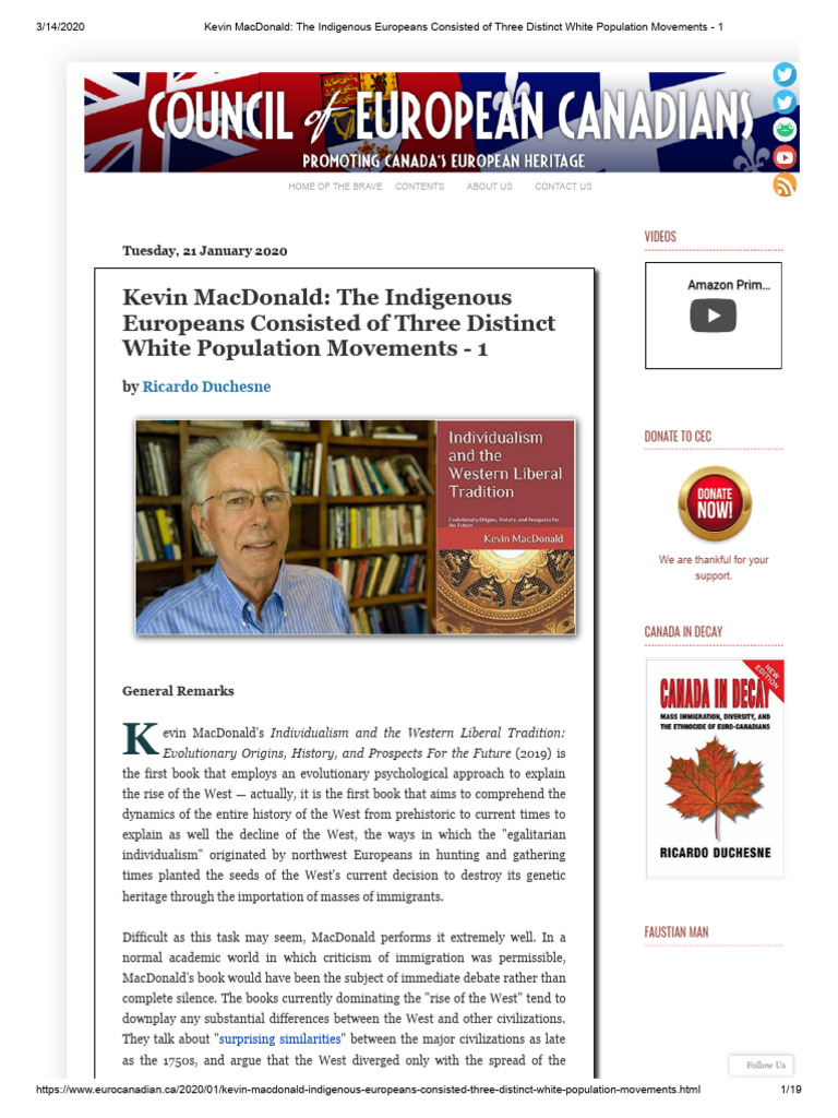 2020 Kevin MacDonald The Indigenous Europeans Consisted of Three ...