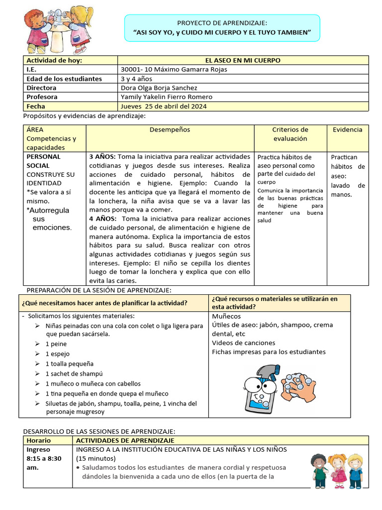 Yamily 25 Jueves de Abril | PDF | Lavado de manos | Higiene