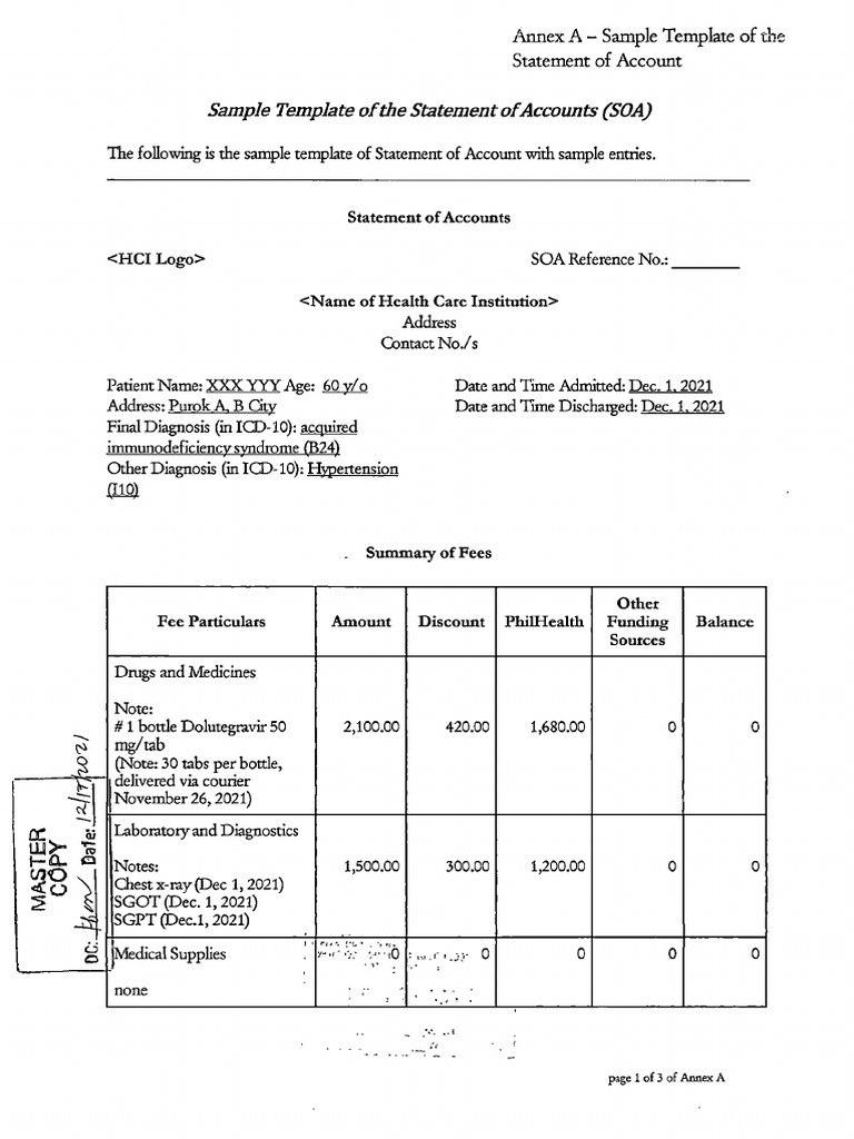 AnnexA SampleTemplateOfStatementOfAccount | PDF
