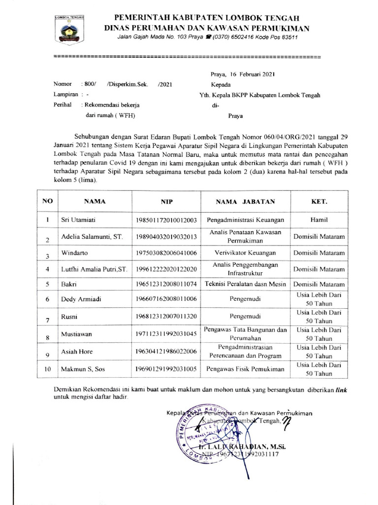 Rekomendasi WFH | PDF