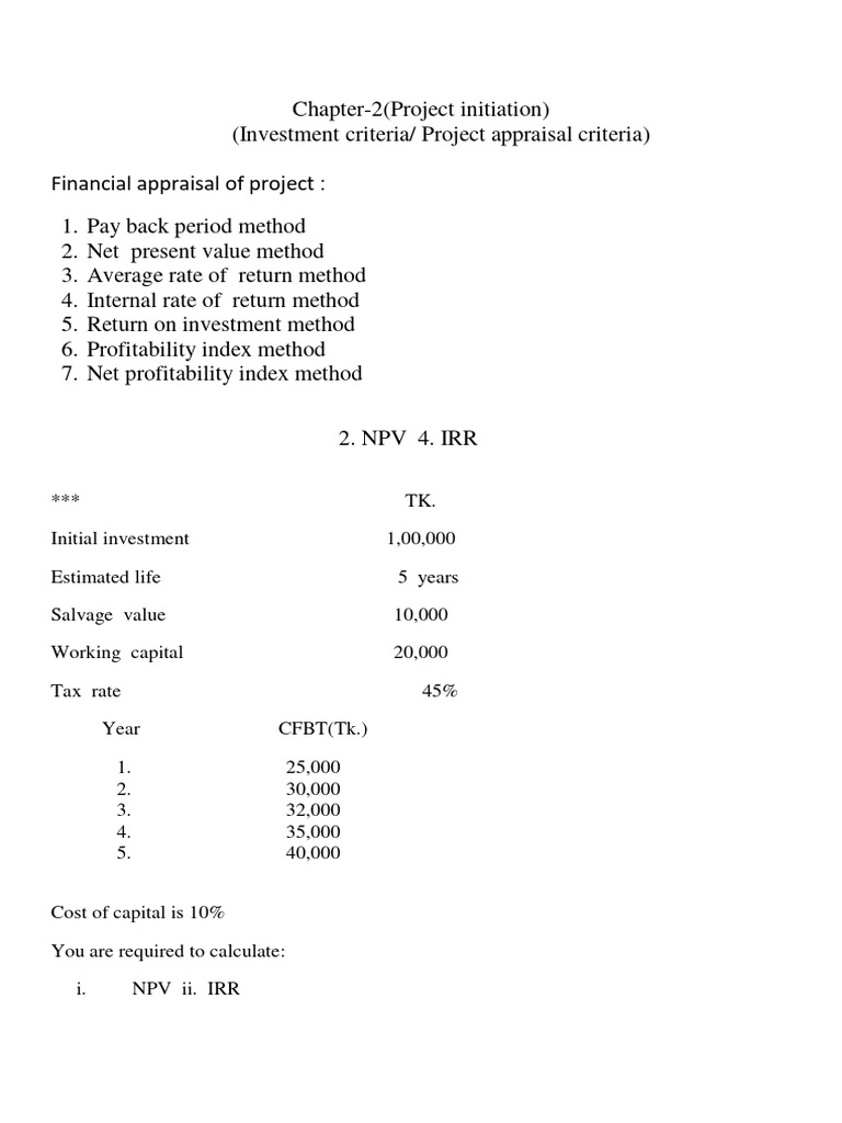 Project AppraisalMBA L 1 1 1 | PDF | Net Present Value | Internal Rate ...