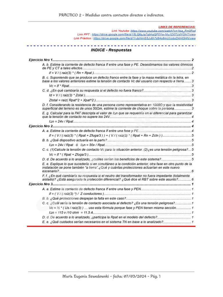 INSTALACIONES ELÉCTRICAS 2: (Tema 2) - PRACTICO 2 - Medidas Contra Contactos Directos e ...