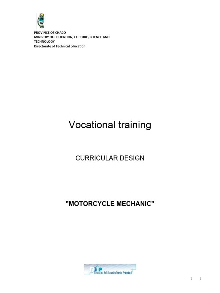 Curriculum Design of The Motorcycle Mechanic Level III | PDF ...