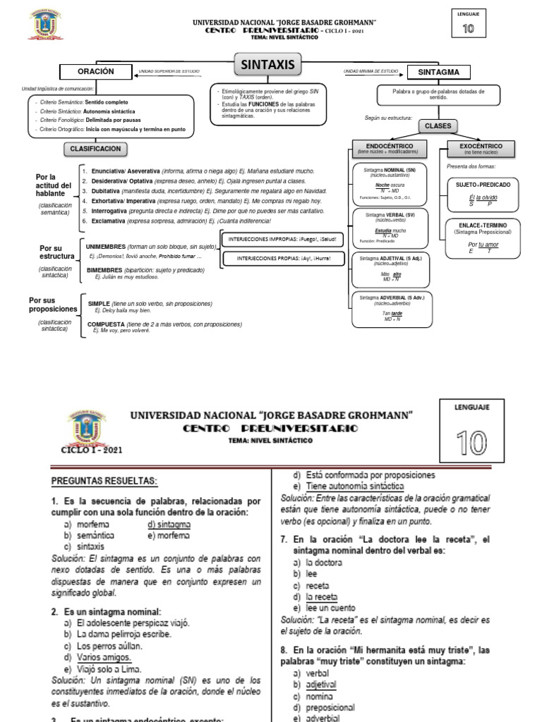 Práct. 10 - Lenguaje | PDF | Oración (Lingüística) | Adverbio