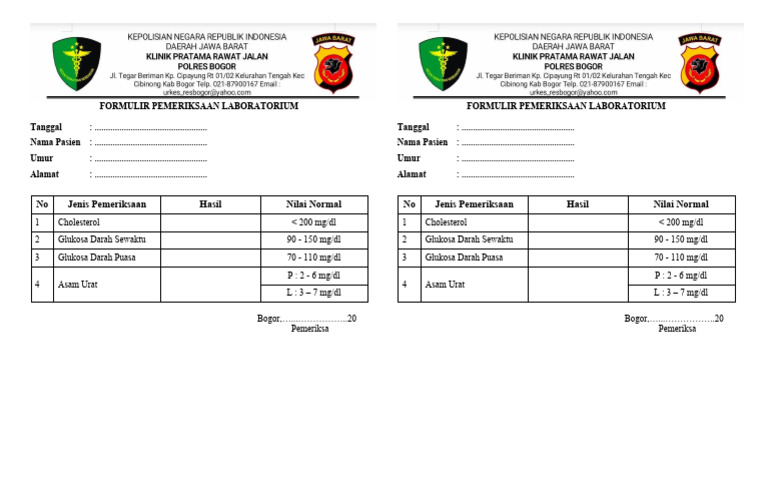 Form Hasil Lab | PDF