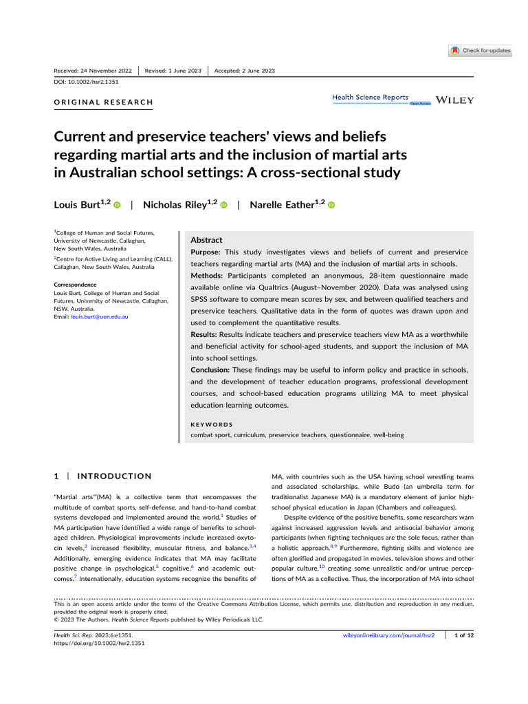 Current and Preservice Teachers' Views and Beliefs Regarding Martial ...