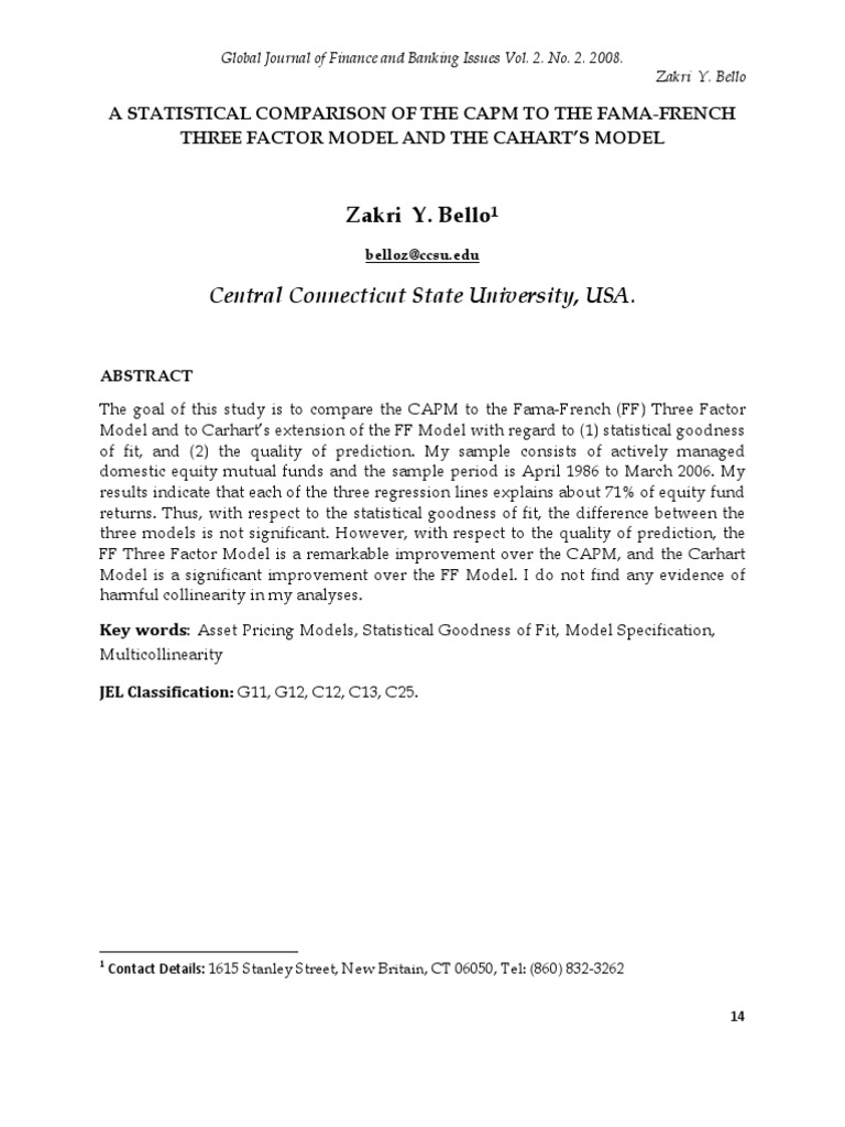 Carhart Model | PDF | Coefficient Of Determination | Multicollinearity