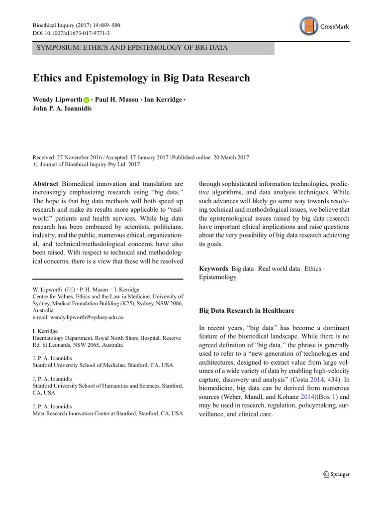 06 Ethics and Epistemology in Big Data | PDF | Big Data | Clinical Trial