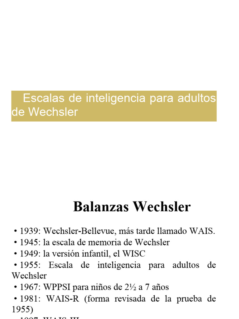 Escalas de Inteligencia para Adultos de Wechsler | PDF | Escala de inteligencia para adultos de ...