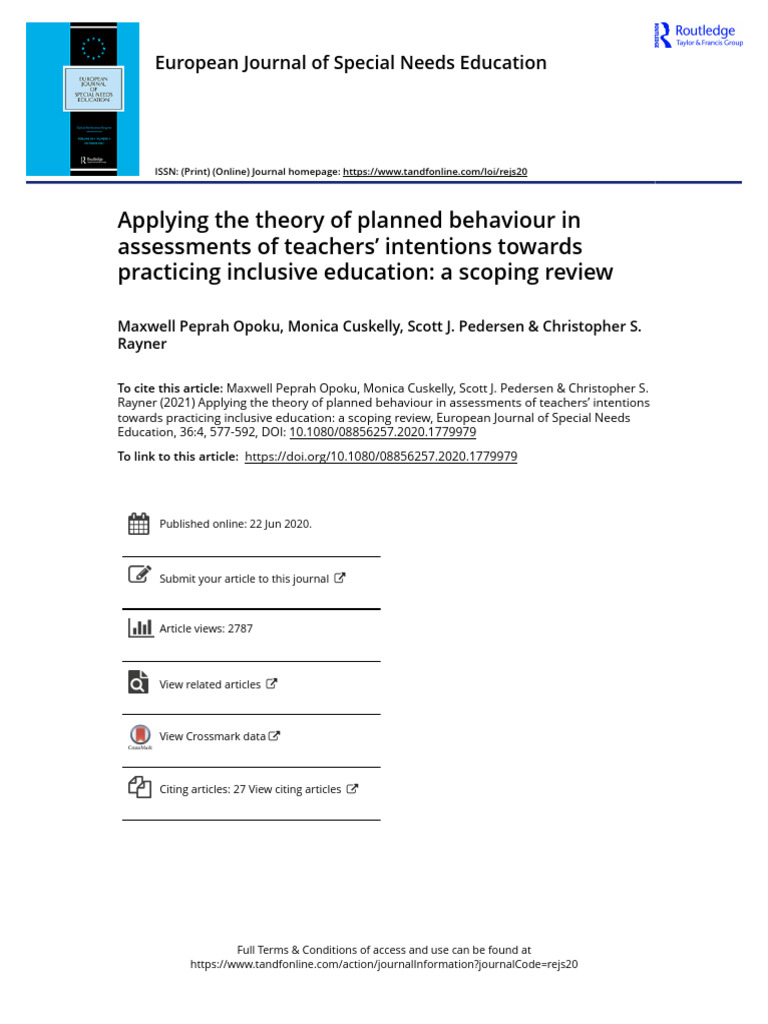 Applying The Theory of Planned Behaviour in Assessments of Teachers ...