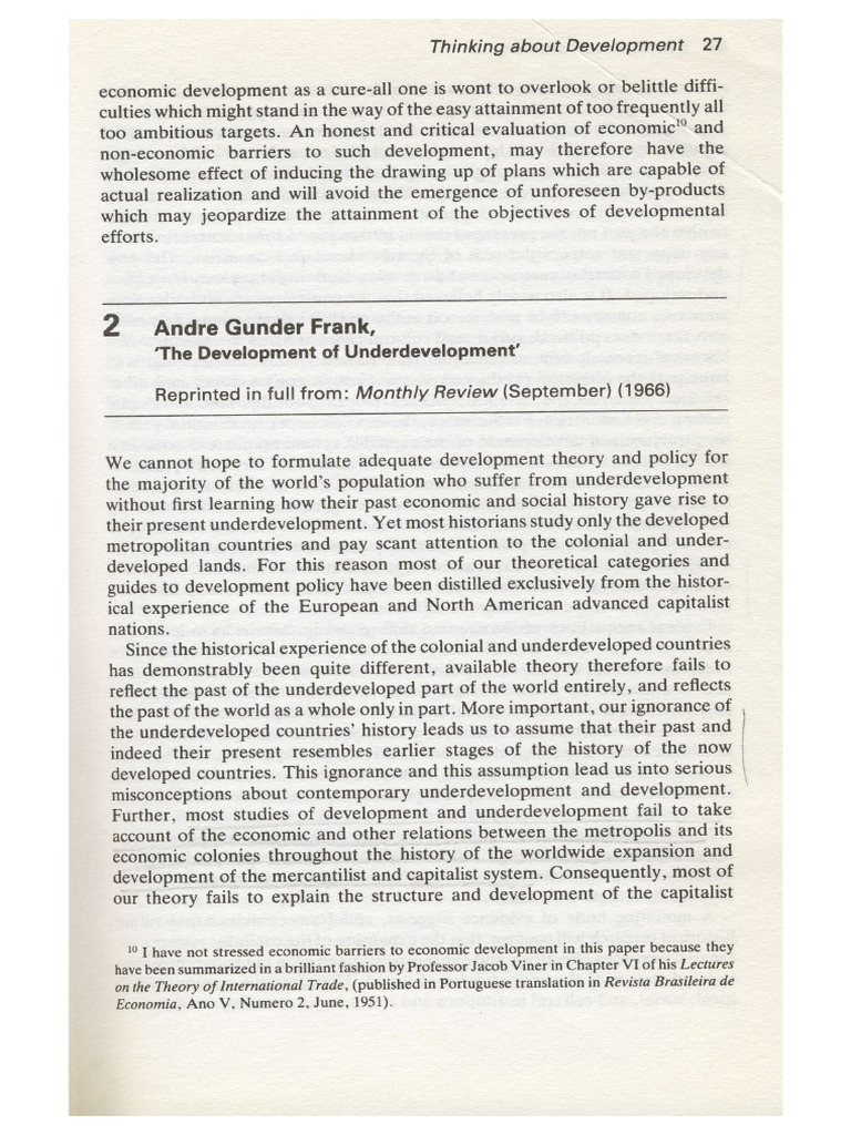 I. b.3 AG Frank - The Development of Underdevelopment | PDF | Latin ...