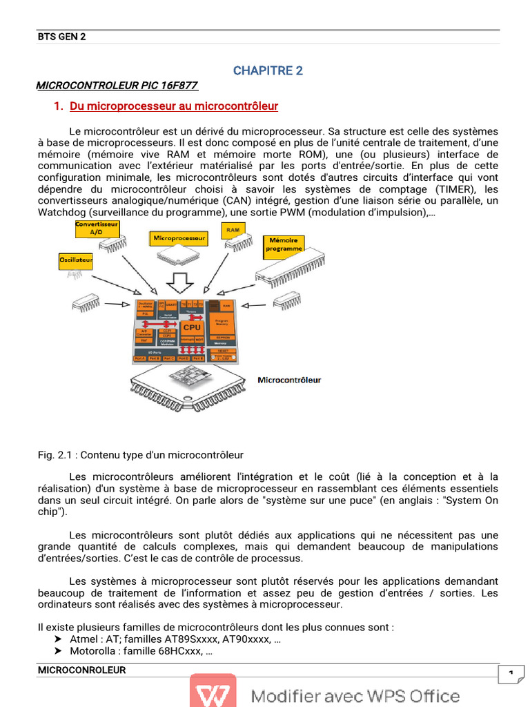 Microcontrôleur PIC 16F877 : Guide Complet | PDF | Microprocesseur ...