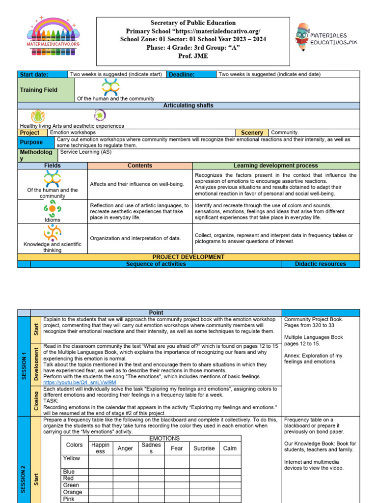 Project3rdGrado - Emotions Workshops | PDF | Emotions | Feeling