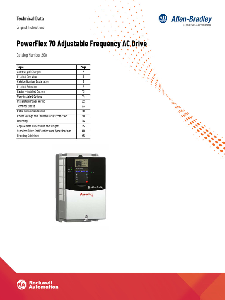 Powerflex 70 Adjustable Frequency Ac Drive: Technical Data | PDF | Computer Network | Electronics