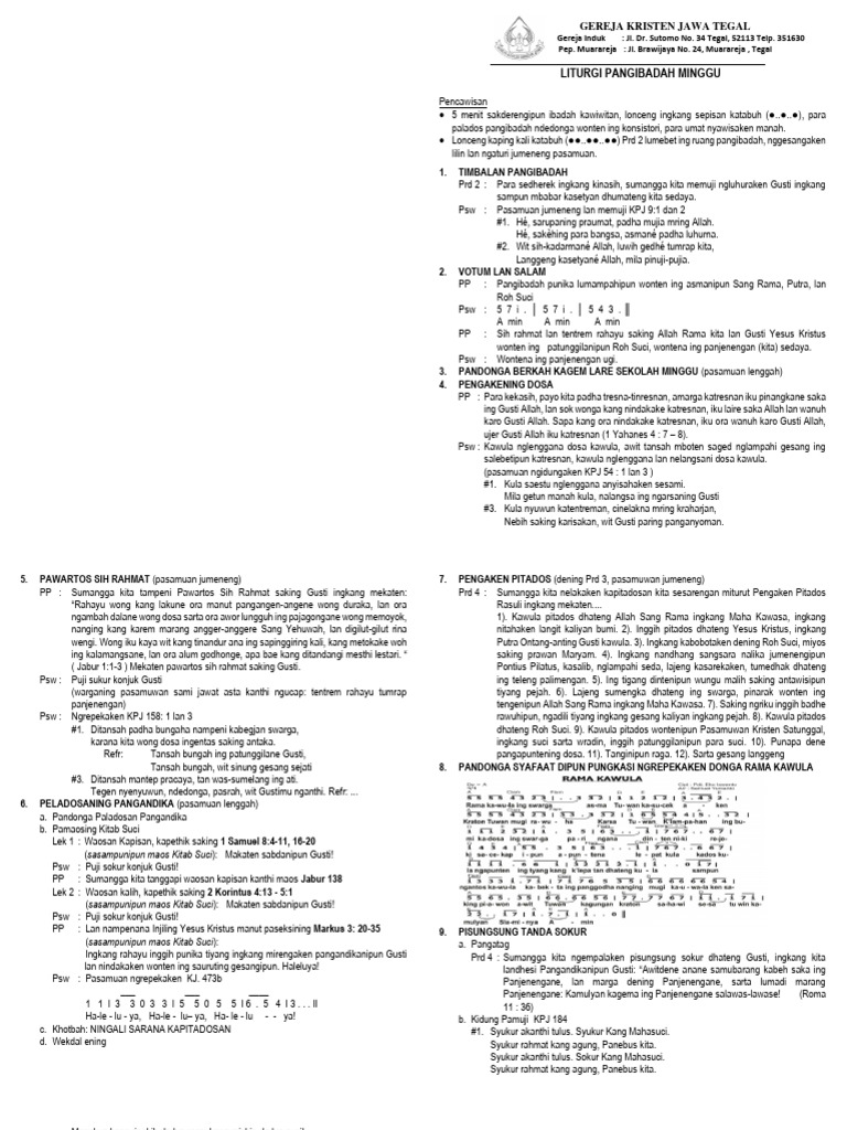 Liturgi Ibadah Minggu Bhs Jawa 9 Juni 2024 | PDF | Agama & Spiritualitas