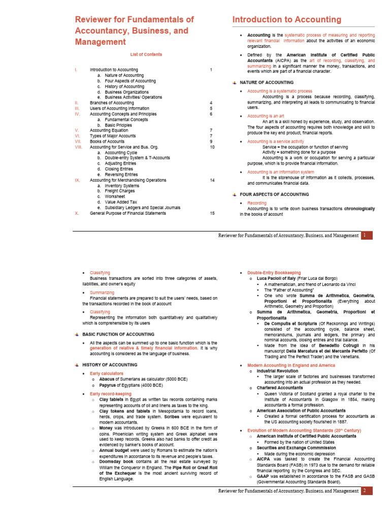 Reviewer For Fundamentals of Accountancy | PDF | Debits And Credits ...