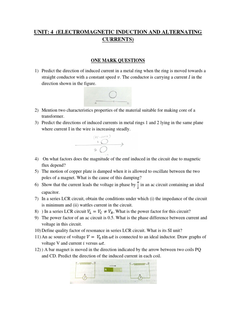 Unit 4 Emi-And-Ac | PDF | Inductor | Electromagnetic Induction