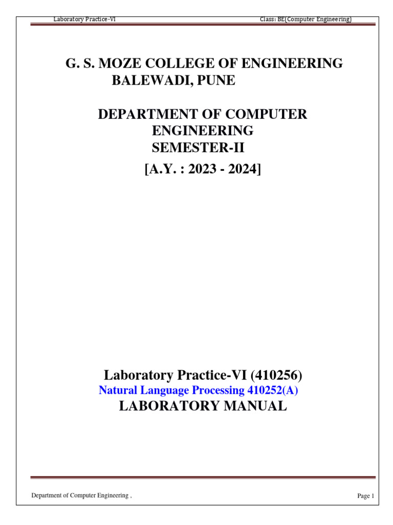 Nlp Lab Manual Lp 6 Pdf Morphology Linguistics Word