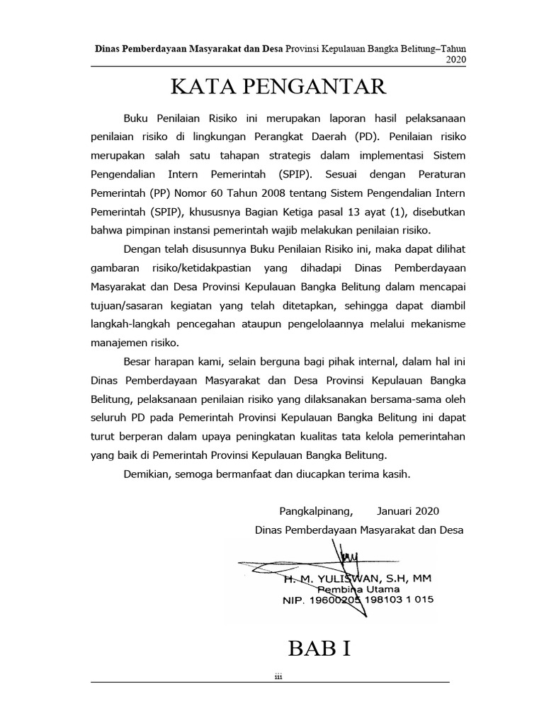 Buku Penilaian Risiko - DPMD 2020 | PDF