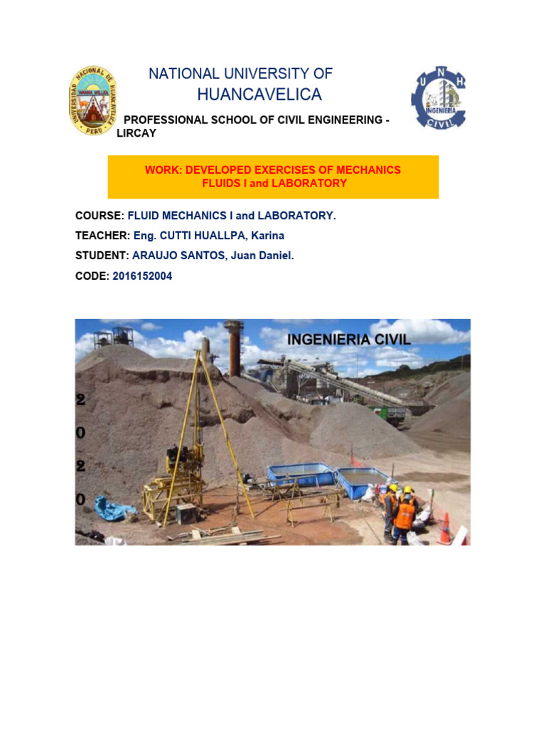 p2 Fluid Mechanics Exercises 1 Unh | PDF | Pressure | Gas Technologies