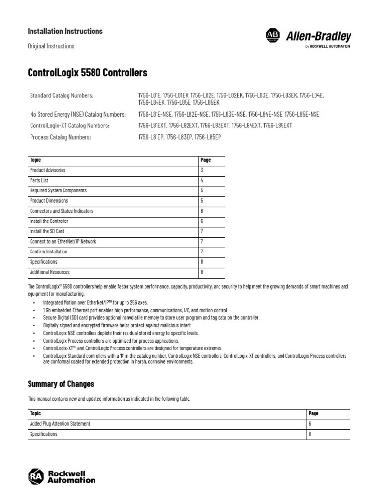 Controllogix 5580 Controllers: Installation Instructions | PDF | Arquitectura de Computadores ...
